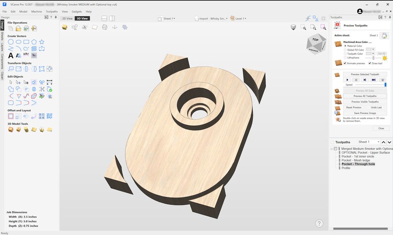 Whiskey Smoker Vectric Vcarve V12 Toolpath CRV Download. No Physical ...