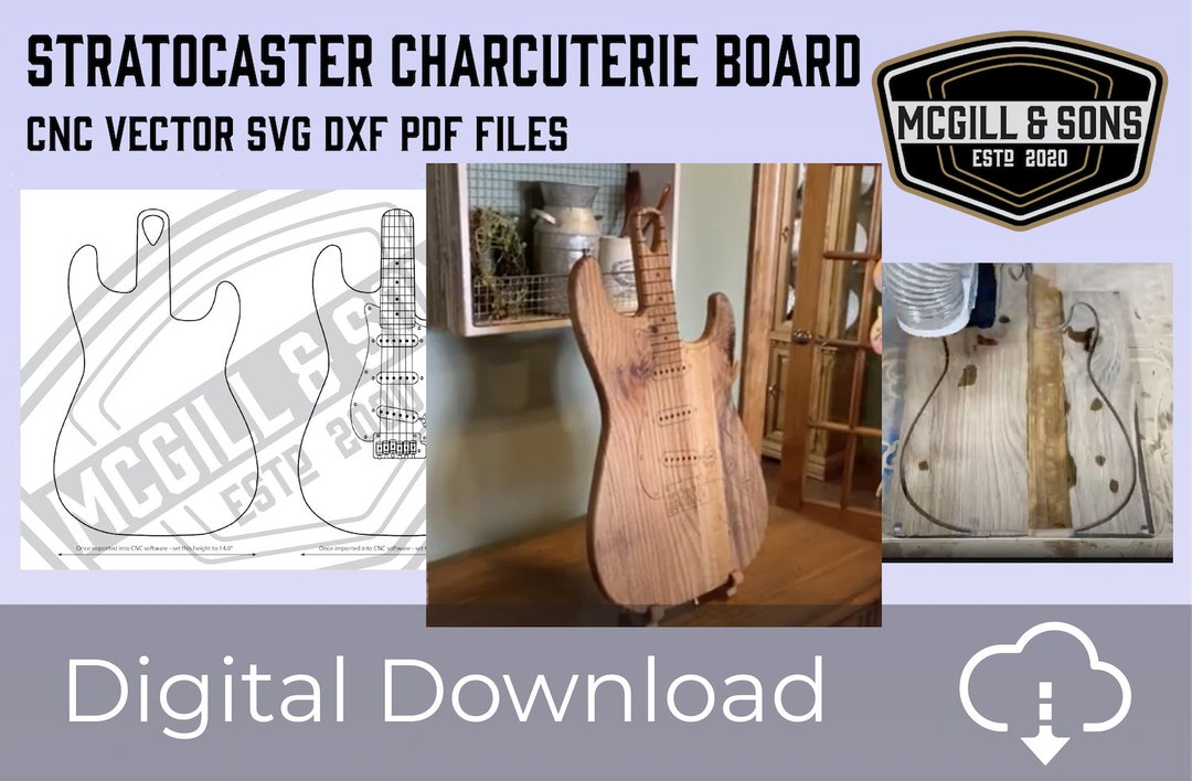 CNC Vector SVG. Stratocaster Charcuterie Guitar Board. SVG Vector, Dxf ...