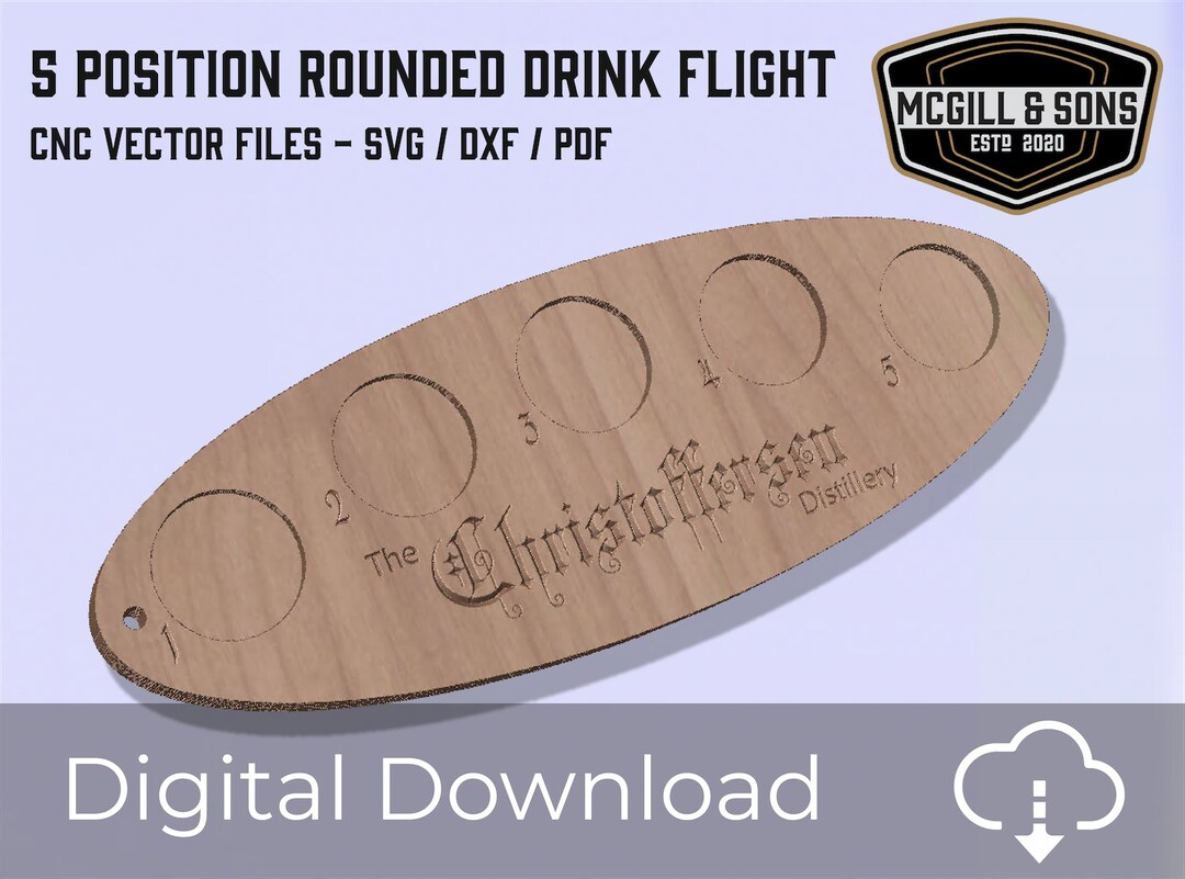 CNC Vector File. Round 5 Position Whiskey, Beer, Wine Flight. SVG, DXF ...