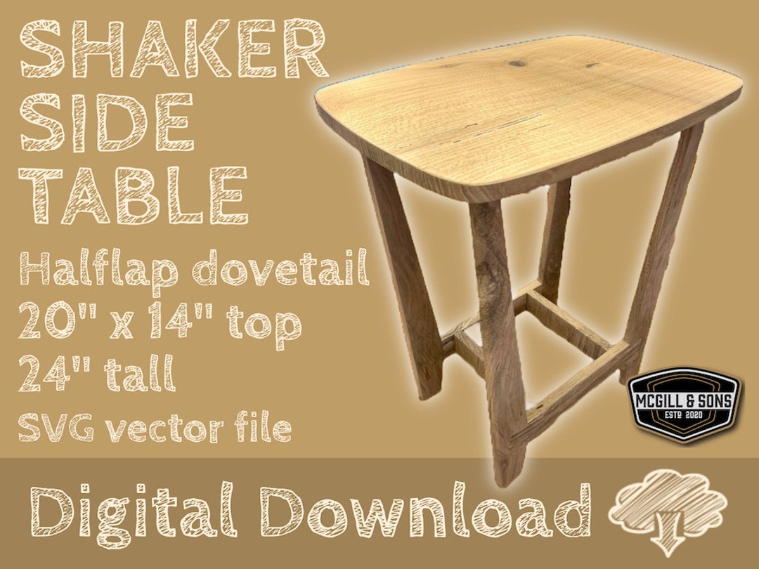 Shaker Side Table With Halflap Dovetail Joinery SVG Vector File for CNC ...