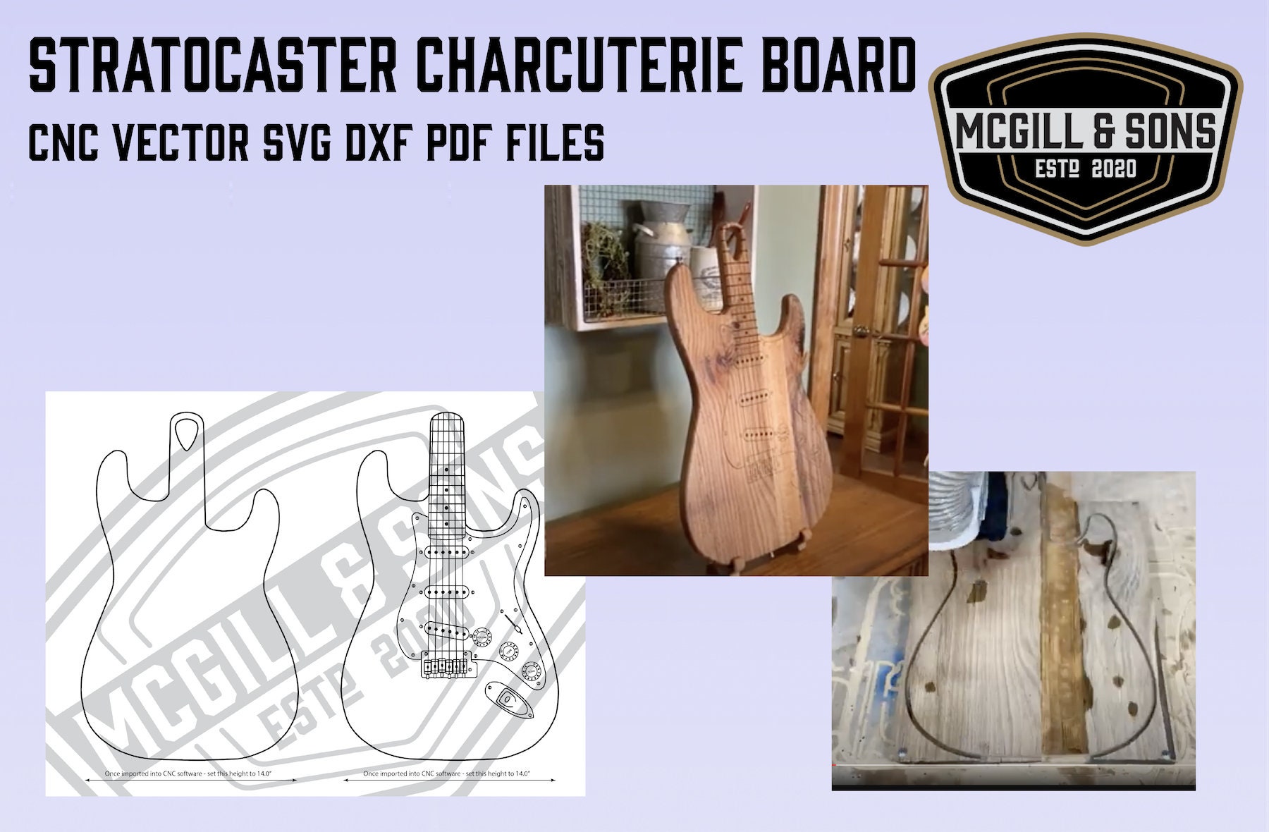 CNC Vector SVG. Stratocaster Charcuterie Board & Catch All Tray Bundle ...