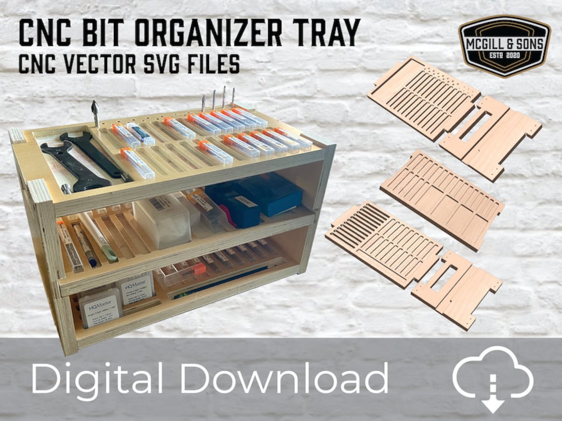 CNC Bit Organizer Tray Vector Files. Digital Download. No Physical ...