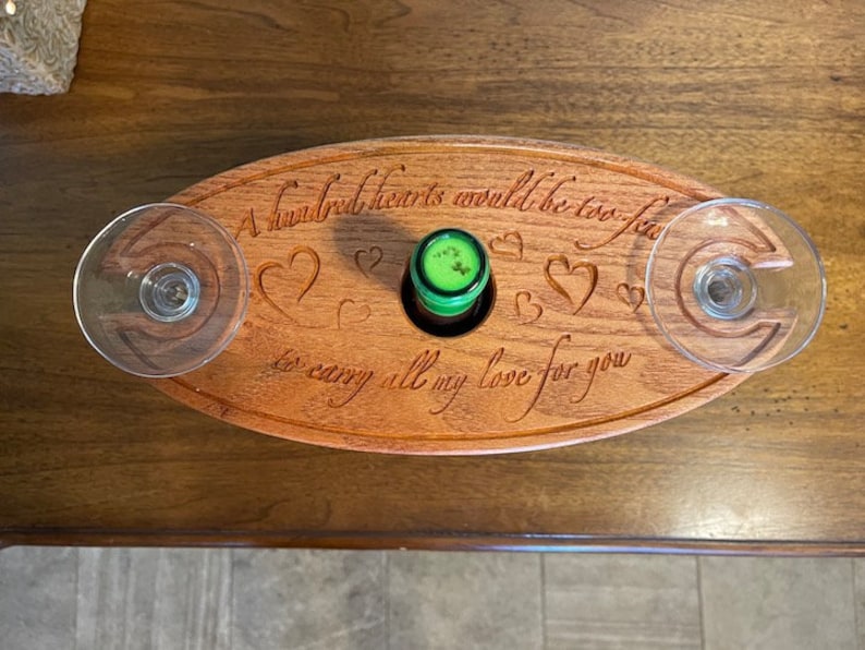 CNC Vector File. Wine Caddy Wine Bottle + Two Glasses. SVG Vector, DXF ...