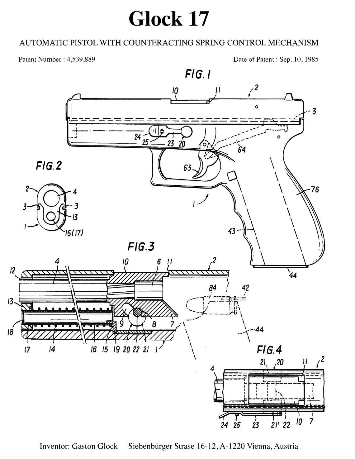 Glock 17 Patent Blueprint Vector for Faster Laser Engraving, DIGITAL ...