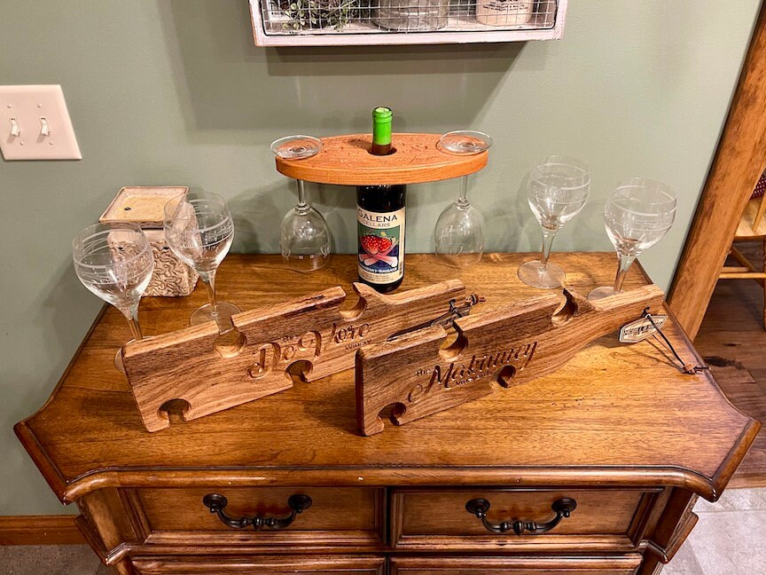 CNC Vector File. 4 Position Full Size Wine Glass Flight. SVG, DXF, Pdf ...