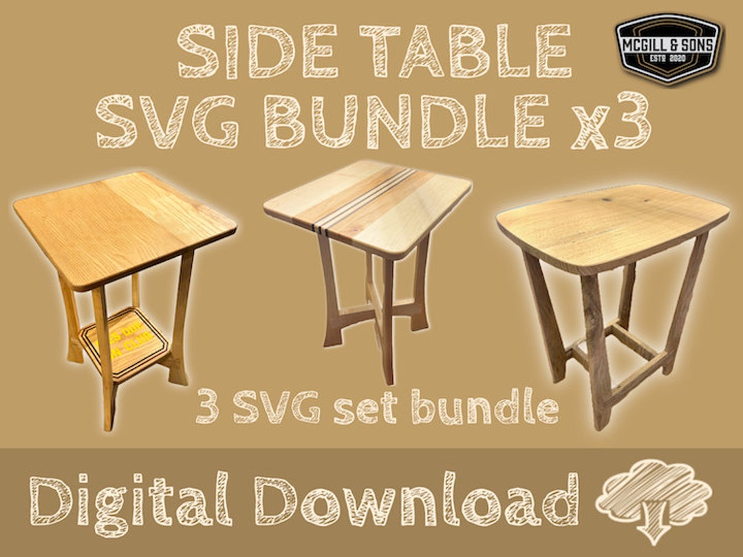 Side Table BUNDLE of 3 SVG Vector File for CNC. Large, Medium & Shaker ...