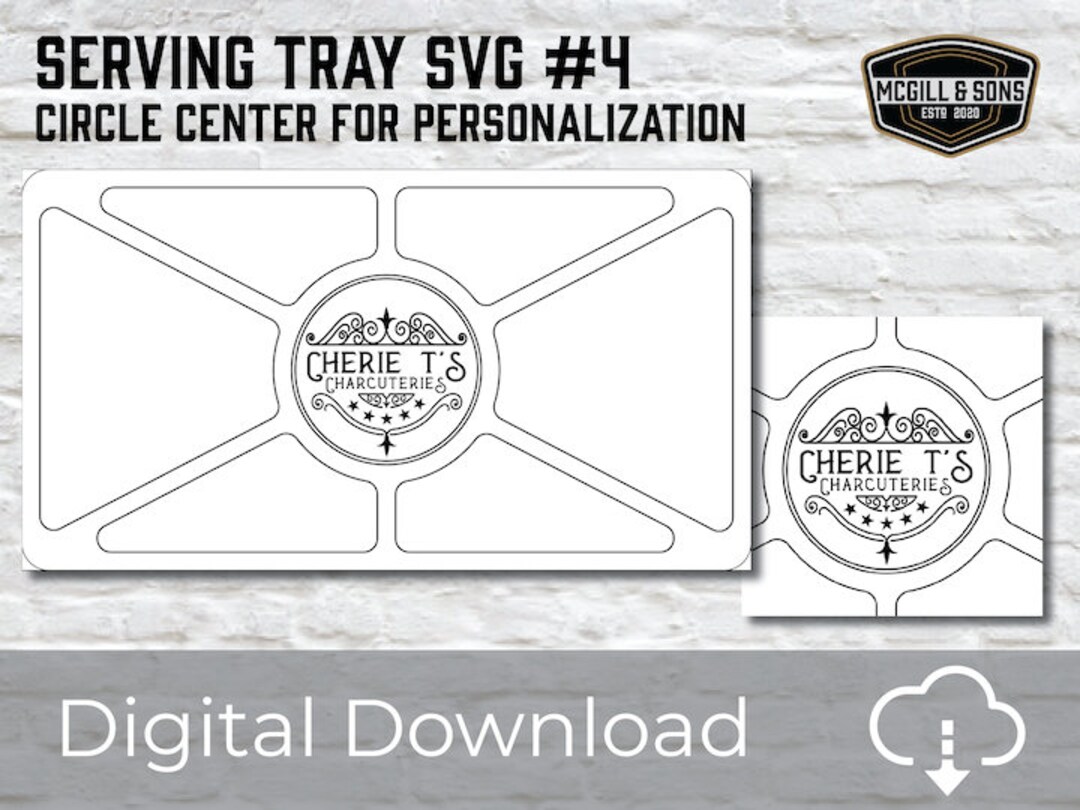 Serving Tray SVG Vector With Circle #4 Center Personalization. Digital ...
