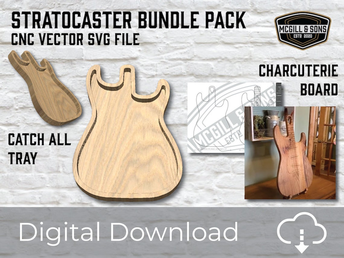 CNC Vector SVG. Stratocaster Charcuterie Board & Catch All Tray Bundle ...