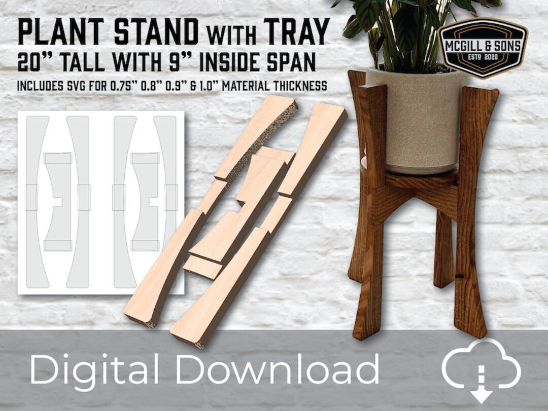 Plant Stand 20" Tall With 9" Inside Opening for Tray SVG Vector File ...