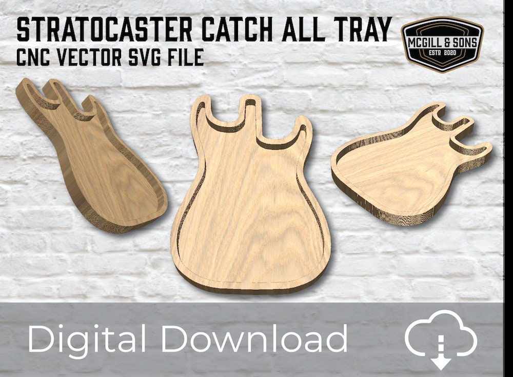 CNC Vector File. Stratocaster Guitar Catch All Tray Edc Tray. SVG, DXF ...