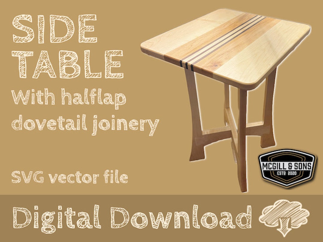 Side Table With Halflap Dovetail Joinery CNC. Personalizable Medium W ...