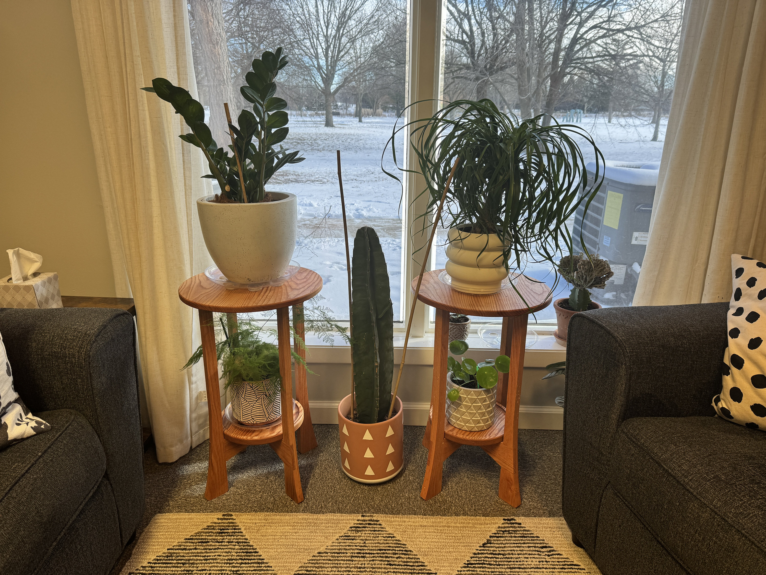 Plant Stand 24" Tall Two Tiered With Top and Lower Shelf. Half Lap ...