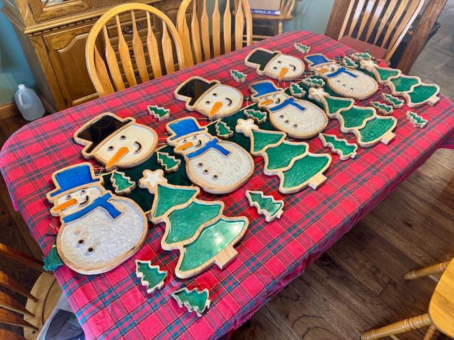 8 Christmas Candy / Serving Trays. 3 Trees, 2 Snowmen, 2 Bells, & a ...