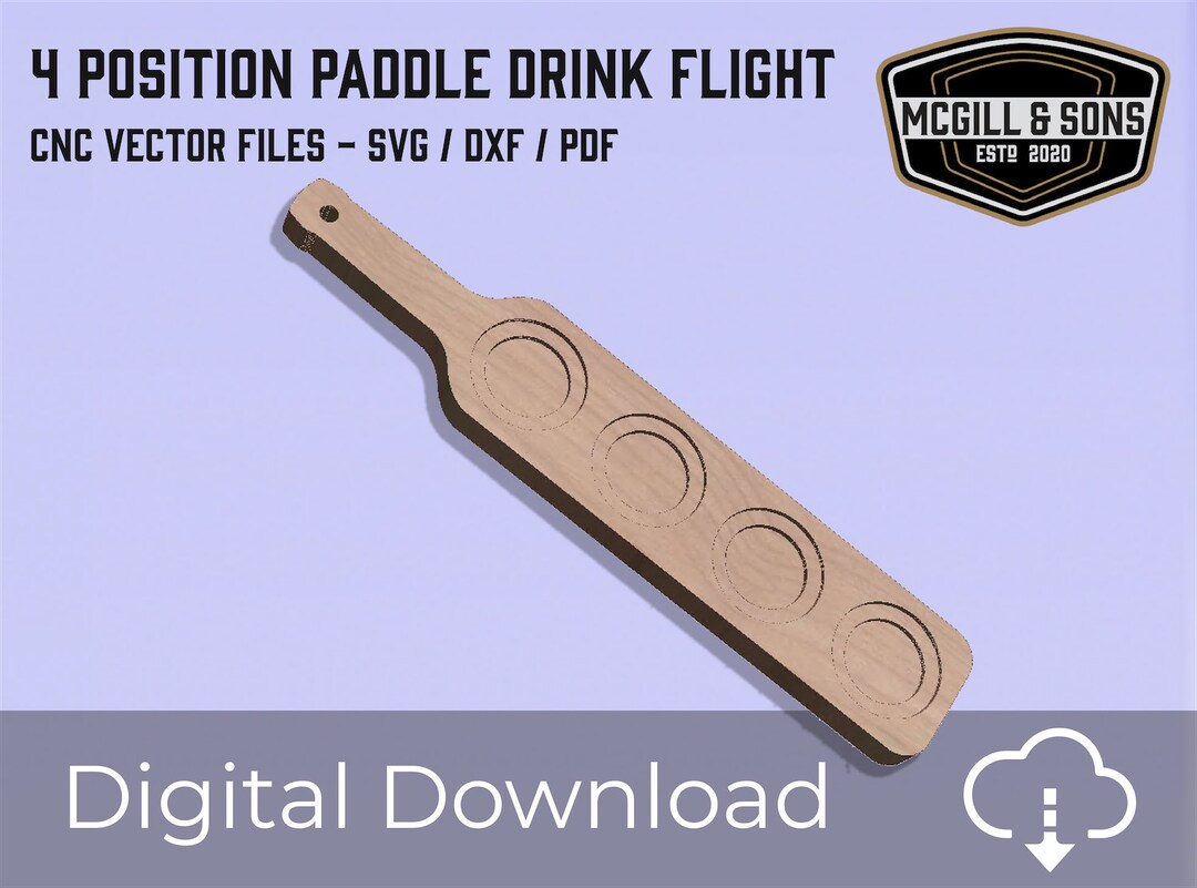 CNC Vector File. 4 Position Whiskey, Beer, Wine Flight. SVG, DXF, Pdf ...