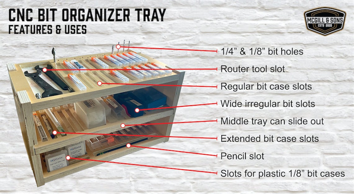 CNC Bit Organizer Tray Vector Files. Digital Download. No Physical ...