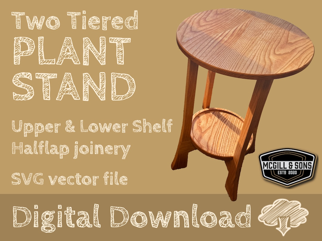 Plant Stand 24" Tall Two Tiered With Top and Lower Shelf. Half Lap ...