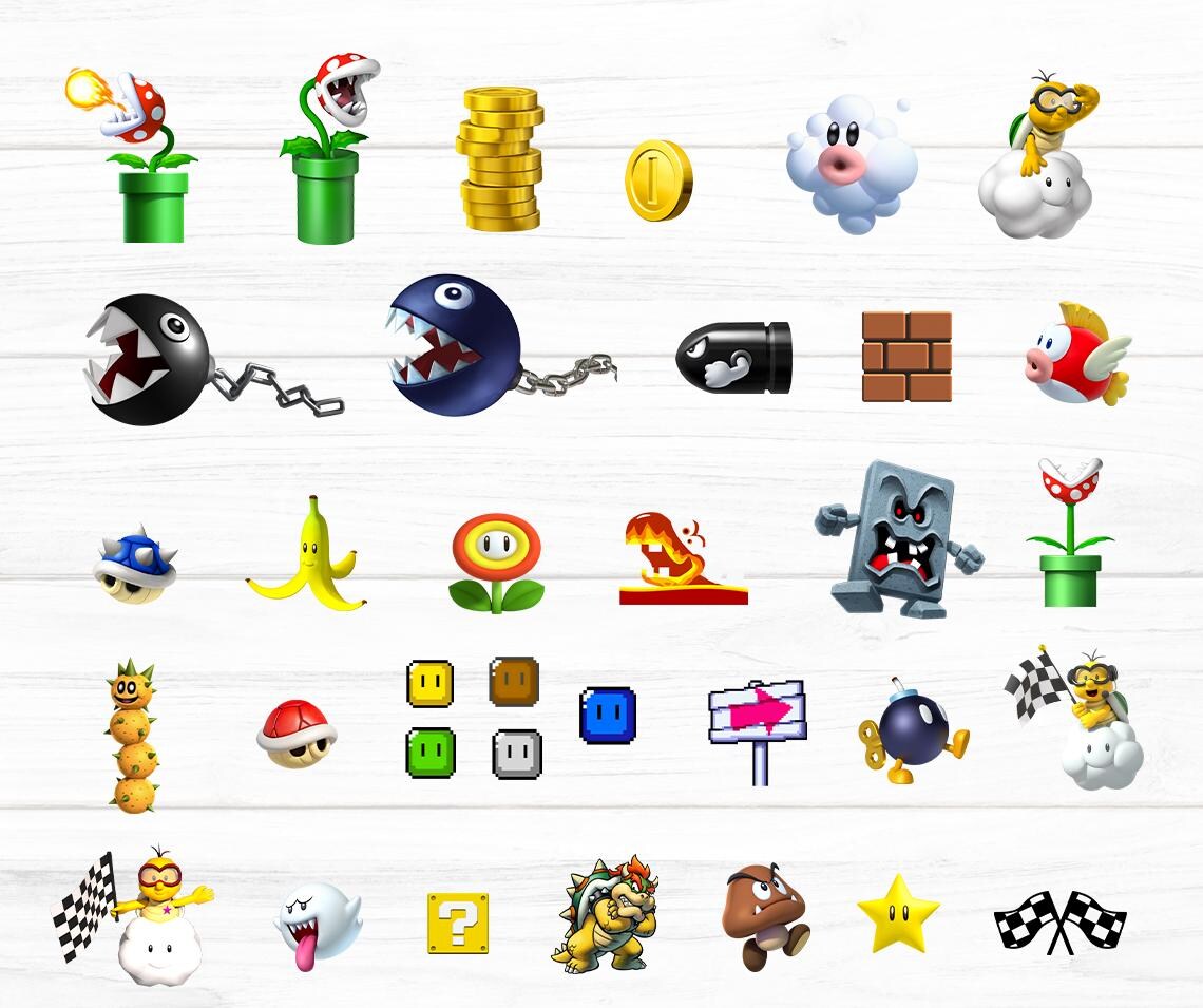 Super Mario Elements, Super Mario Clipart, Mario Pngs Instant Download ...