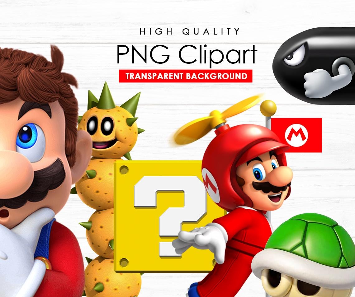 Super Mario Elements, Super Mario Clipart, Mario Pngs Instant Download ...