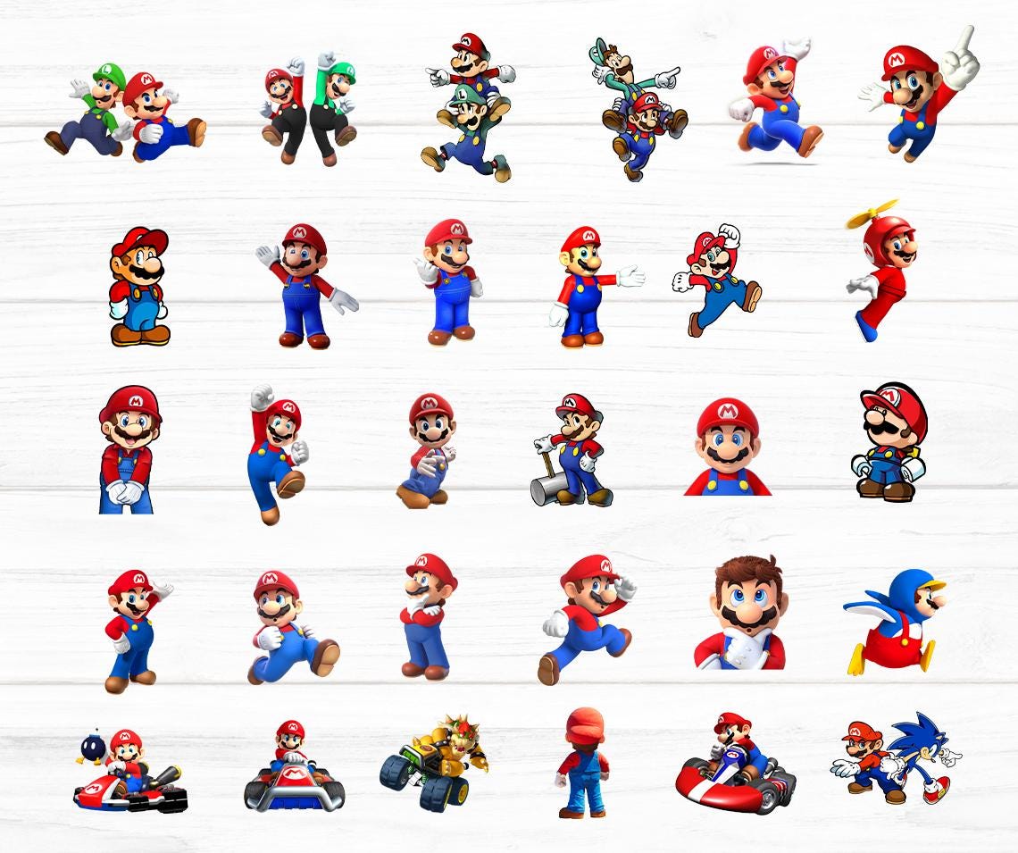 Super Mario Elements, Super Mario Clipart, Mario Pngs Instant Download ...