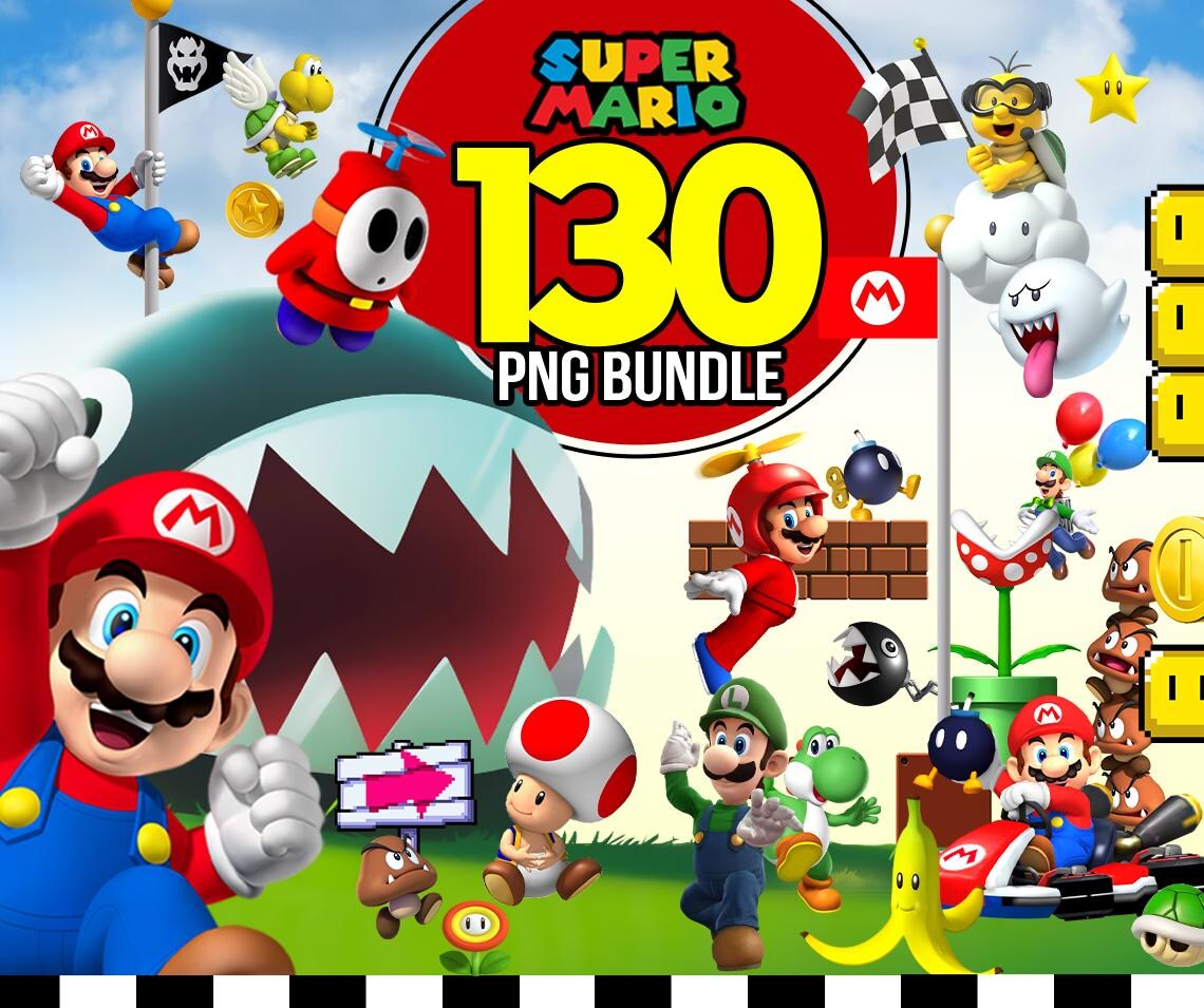 Super Mario Elements, Super Mario Clipart, Mario Pngs Instant Download ...