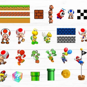 Super Mario Elements, Super Mario Clipart, Mario Pngs Instant Download ...