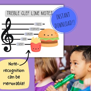 Music Note Staff Printable, Music Education, Bass Clef, Treble Clef ...