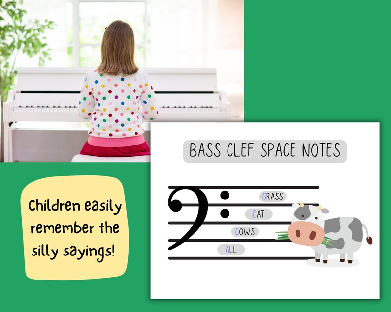 Music Note Staff Printable Music Education Bass Clef Treble - Etsy