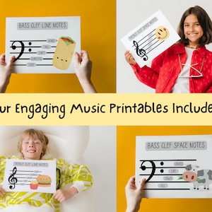 Music Note Staff Printable, Music Education, Bass Clef, Treble Clef ...