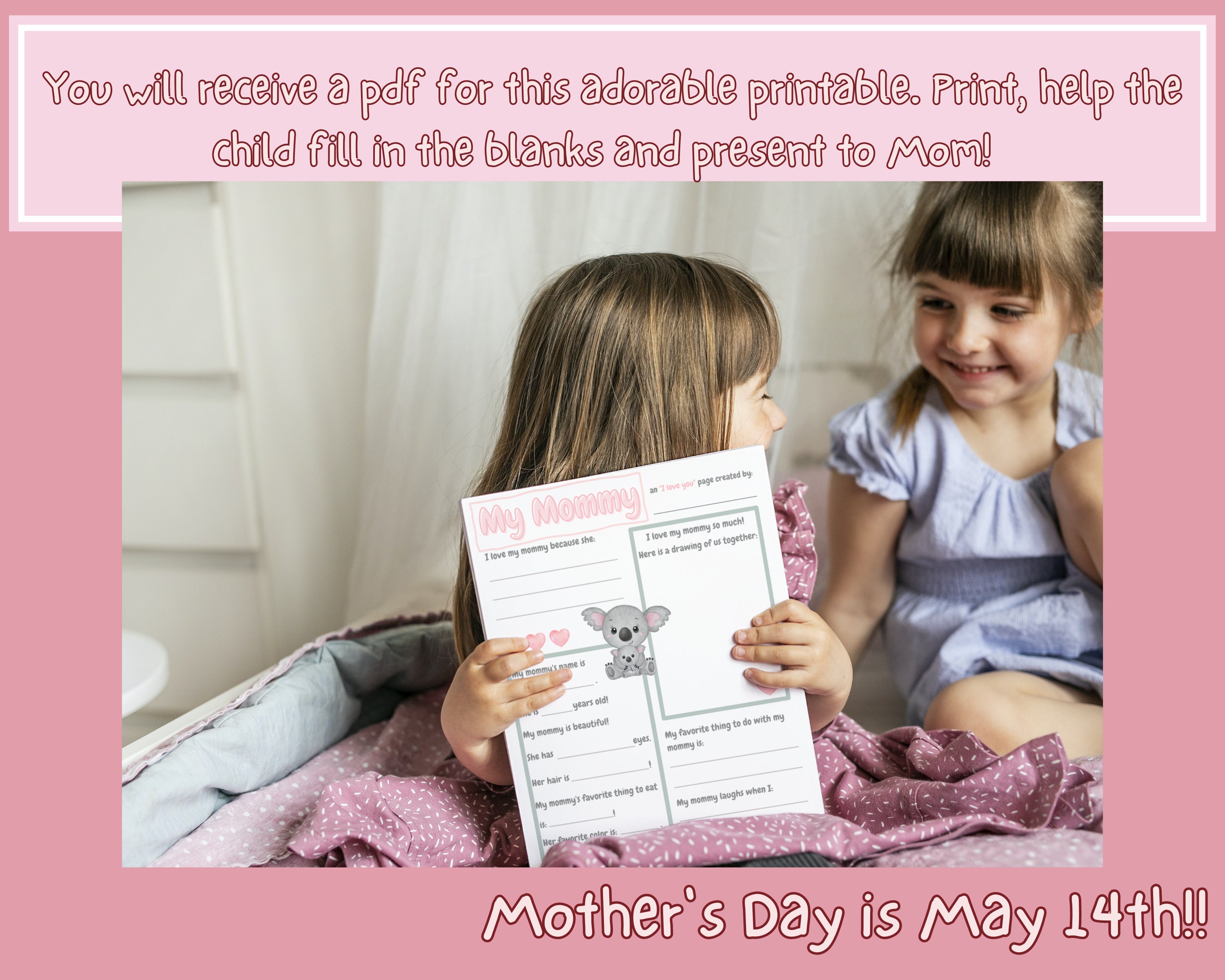 All About My Mom, Mother's Day Printable, Fill in the Blanks, Gift for ...