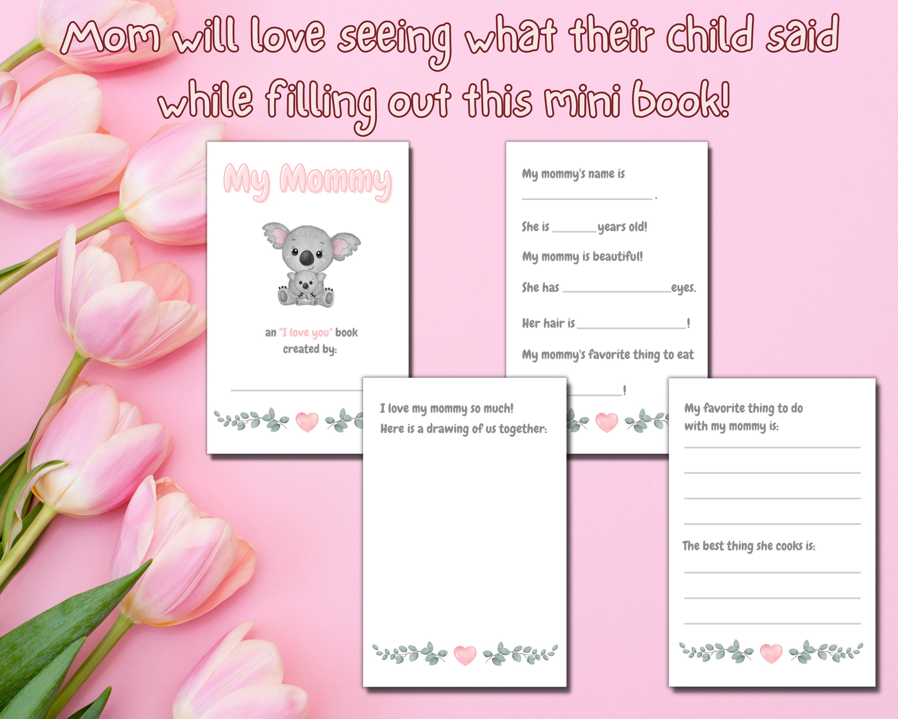 Mother's Day Printable, All About My Mom, Fill in the Blanks, Gift for ...