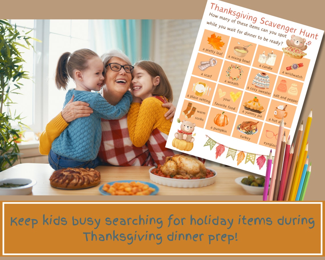 Thanksgiving Scavenger Hunt Printable, Thanksgiving Activity for Kids ...