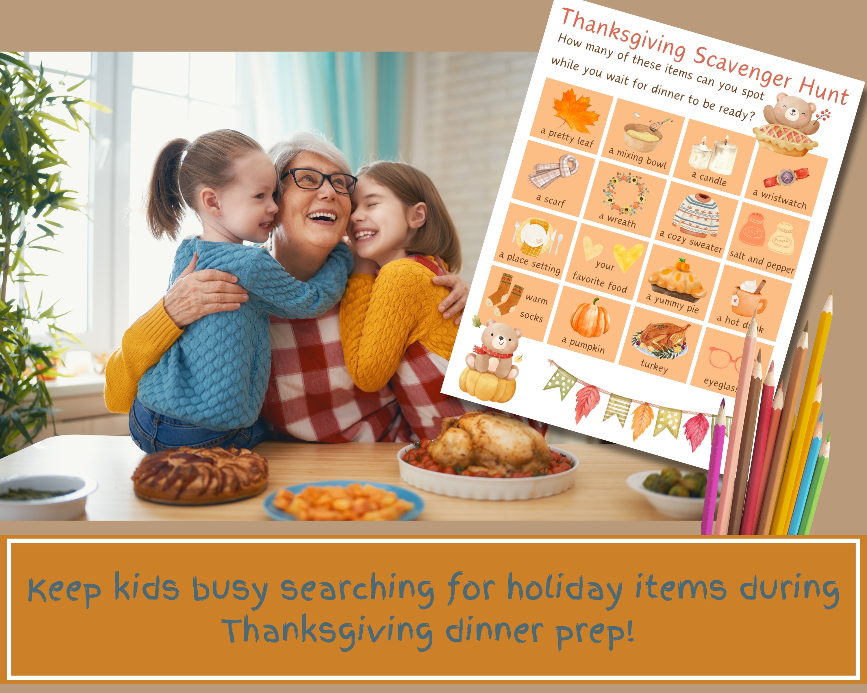 Thanksgiving Scavenger Hunt Printable, Thanksgiving Activity for Kids ...