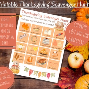 Thanksgiving Scavenger Hunt Printable, Thanksgiving Activity for Kids ...