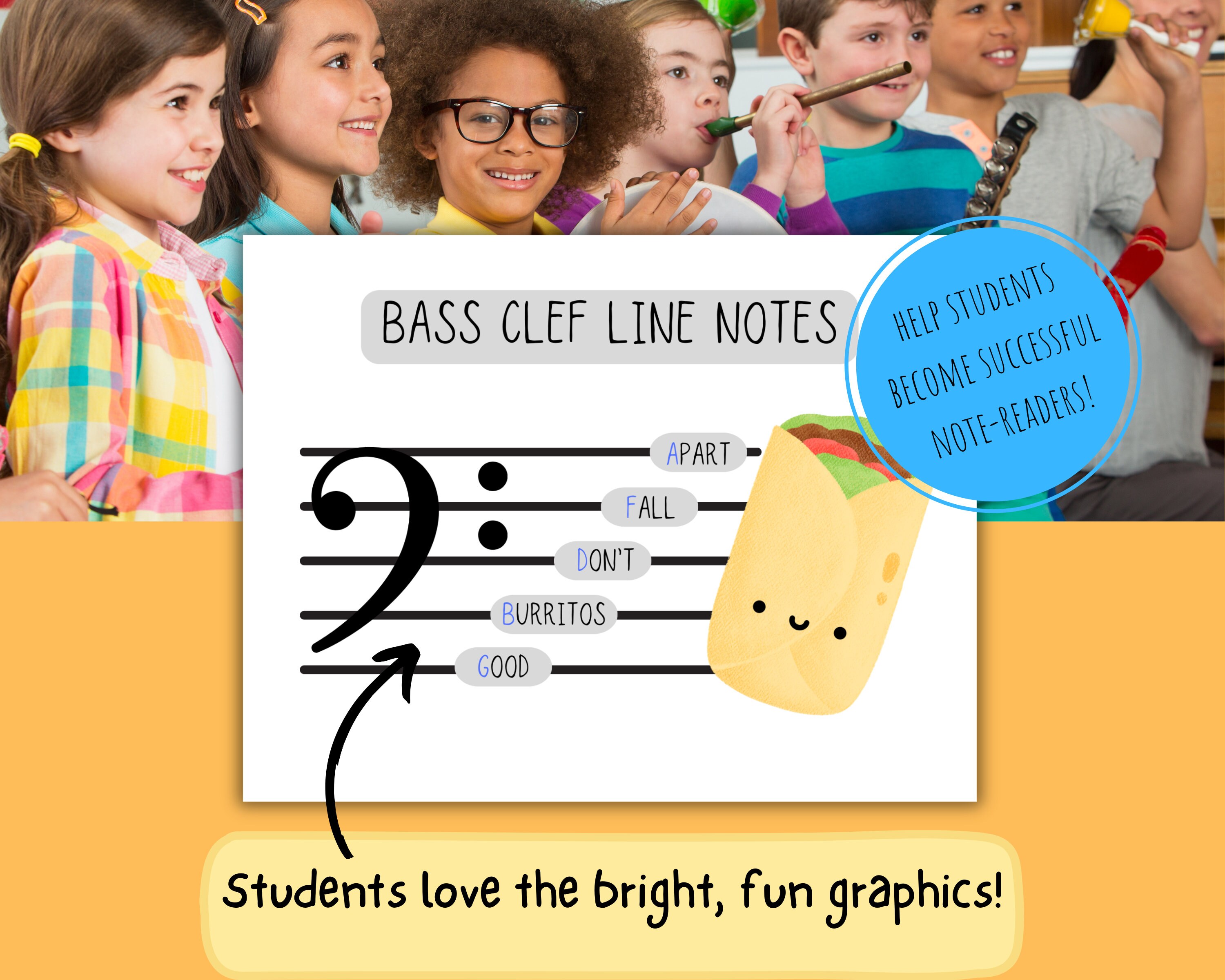 Music Note Staff Printable, Music Education, Bass Clef, Treble Clef ...