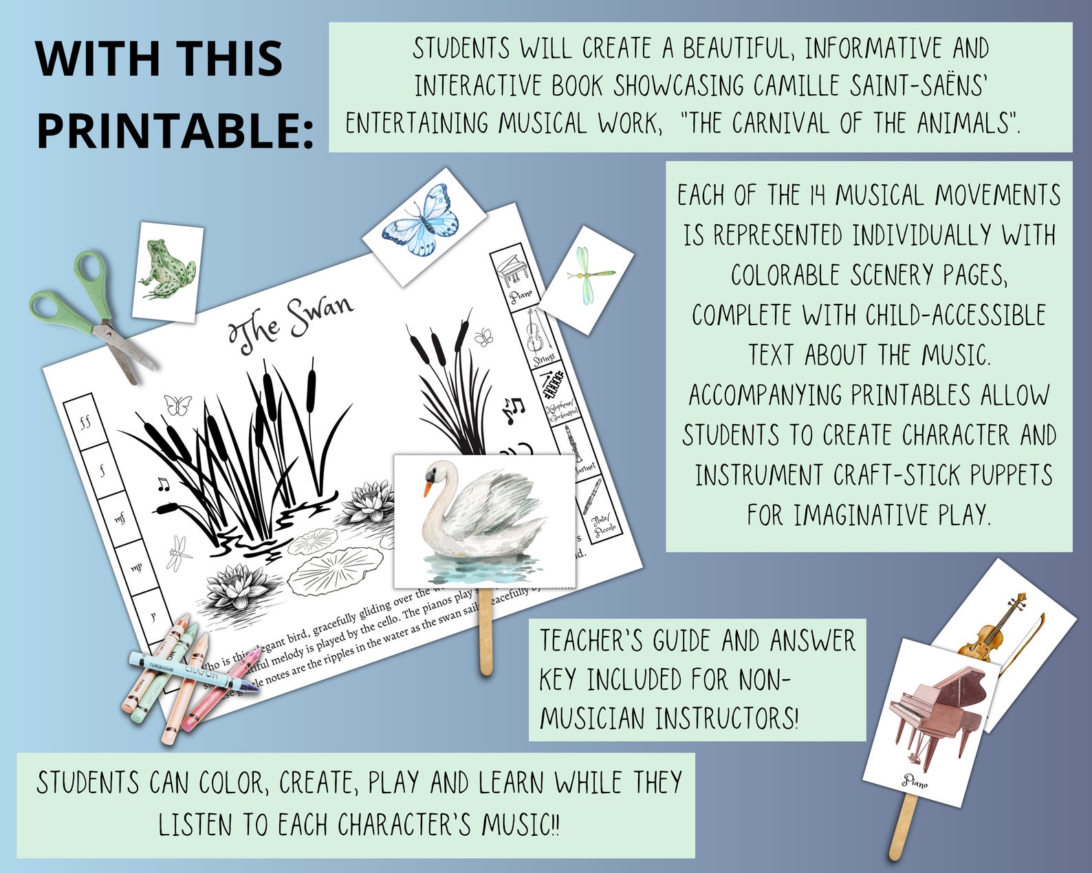 Carnival of the Animals, Educational Printable, Music Unit Study ...