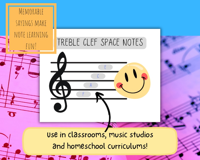 Music Note Staff Printable, Music Education, Bass Clef, Treble Clef ...