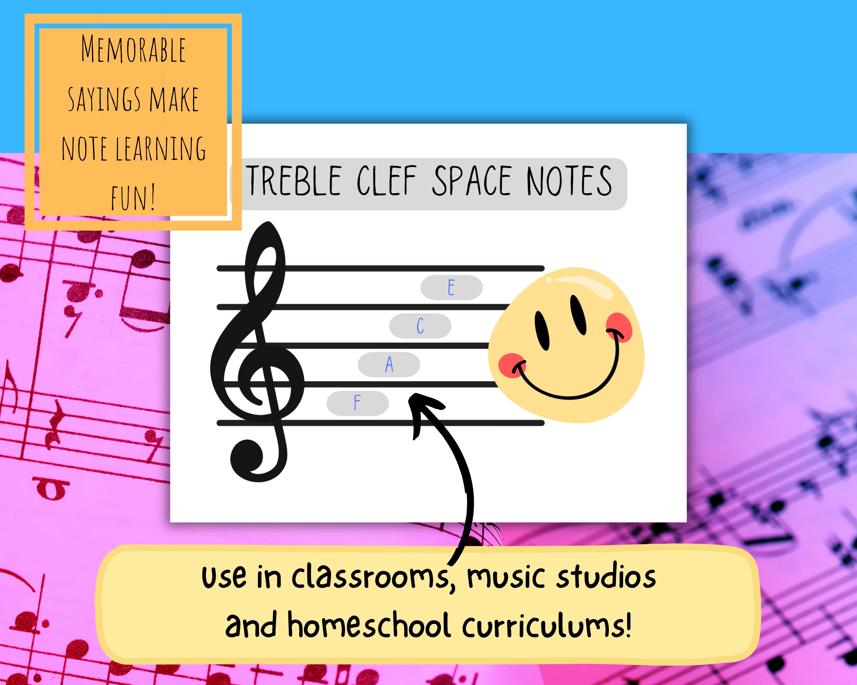 Music Note Staff Printable, Music Education, Bass Clef, Treble Clef ...