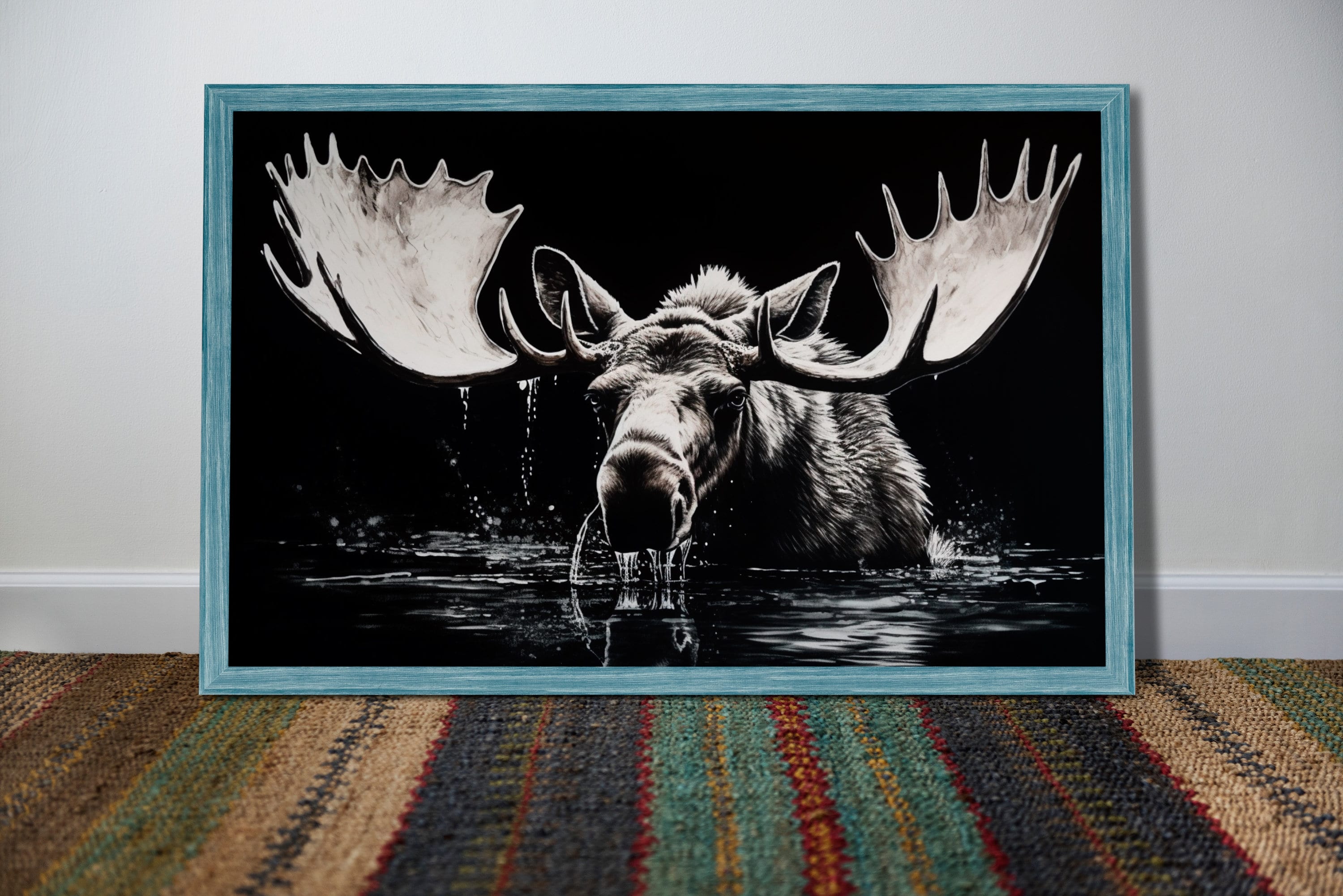 Moose Black and White Printable Painting Wall Art, Cabin Décor ...