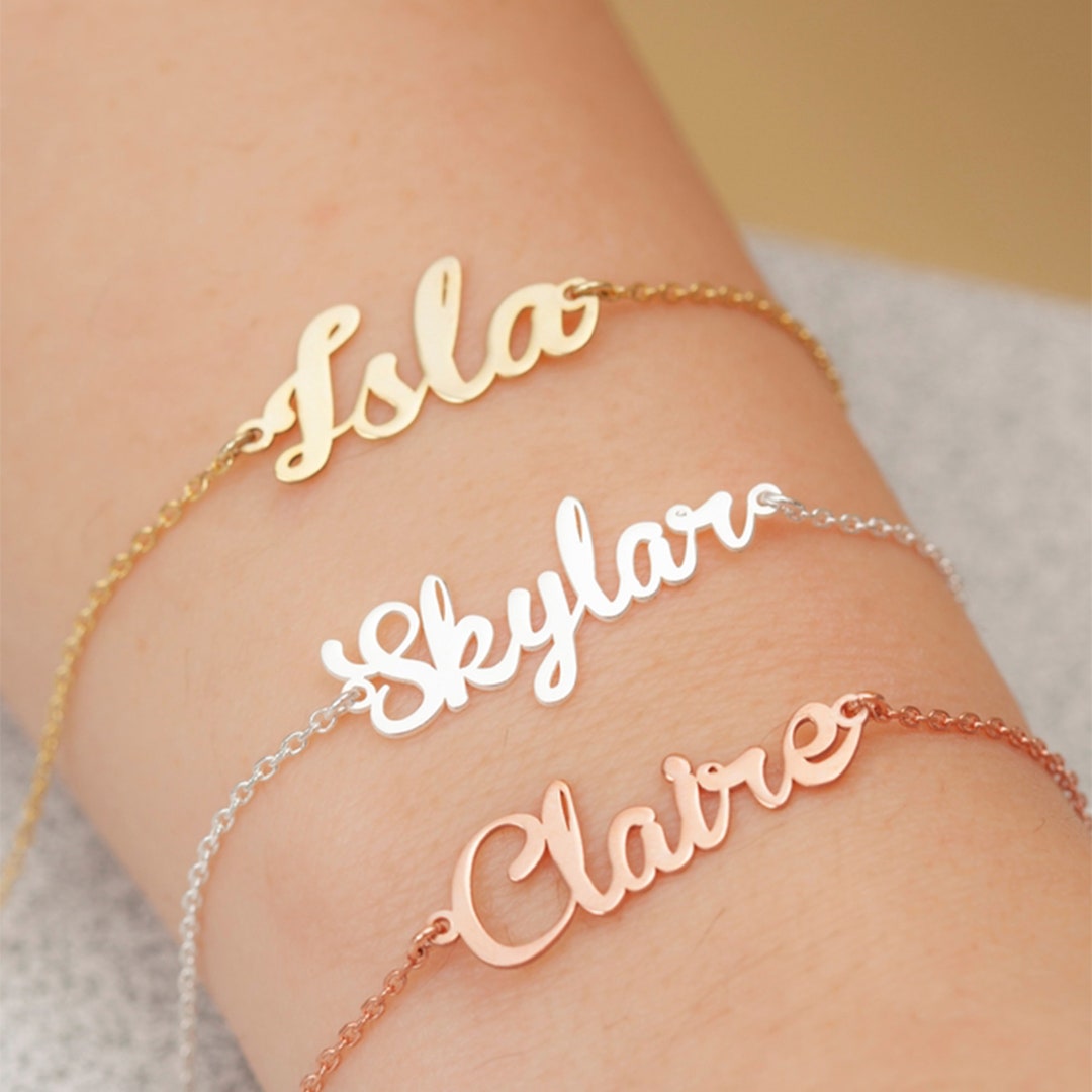 Custom Name Bracelet Script for Women Men, Personalized Bracelets ...