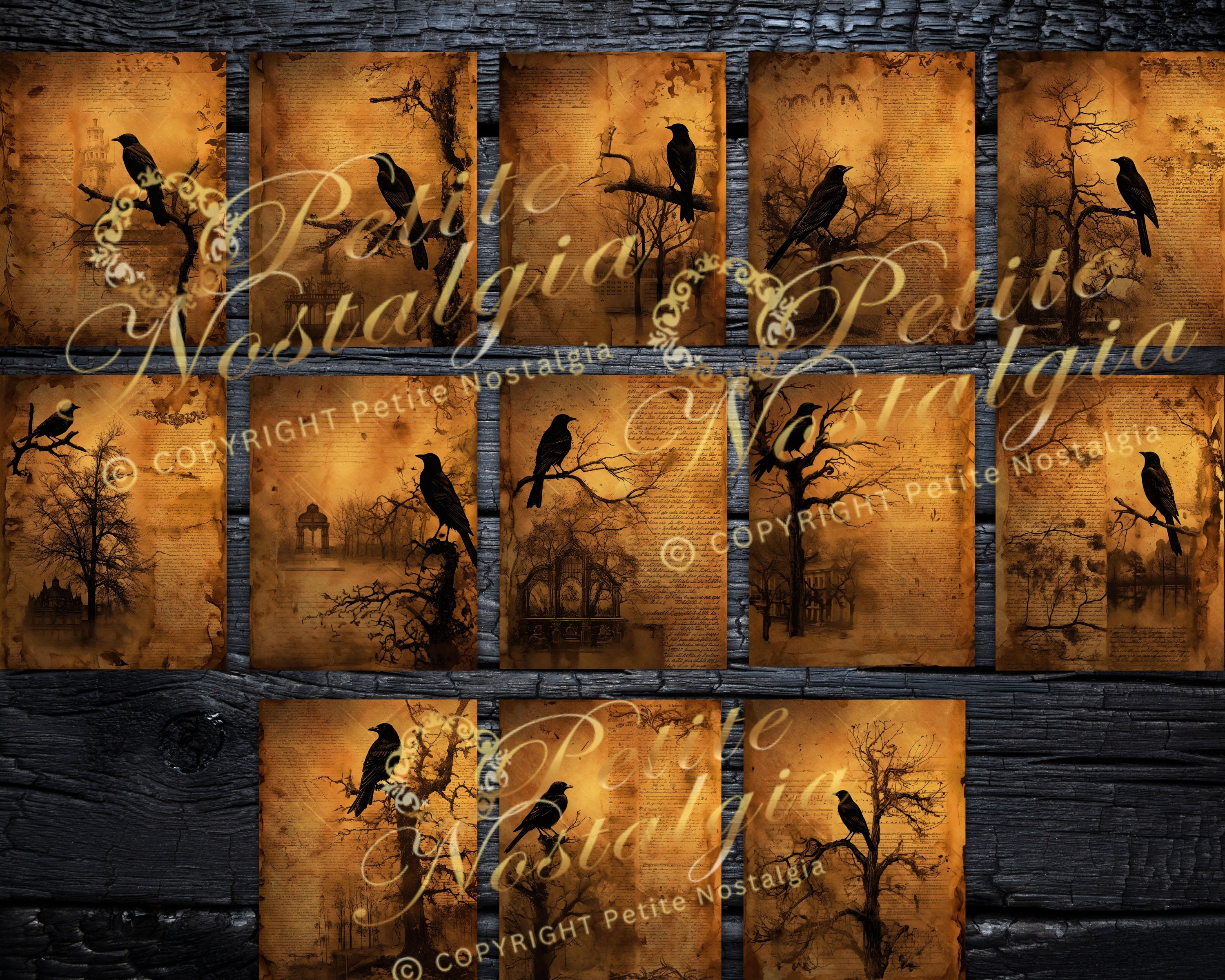 Cryptic - Crow - Halloween Paper, Journal Pages, Junk Journal, Journal ...
