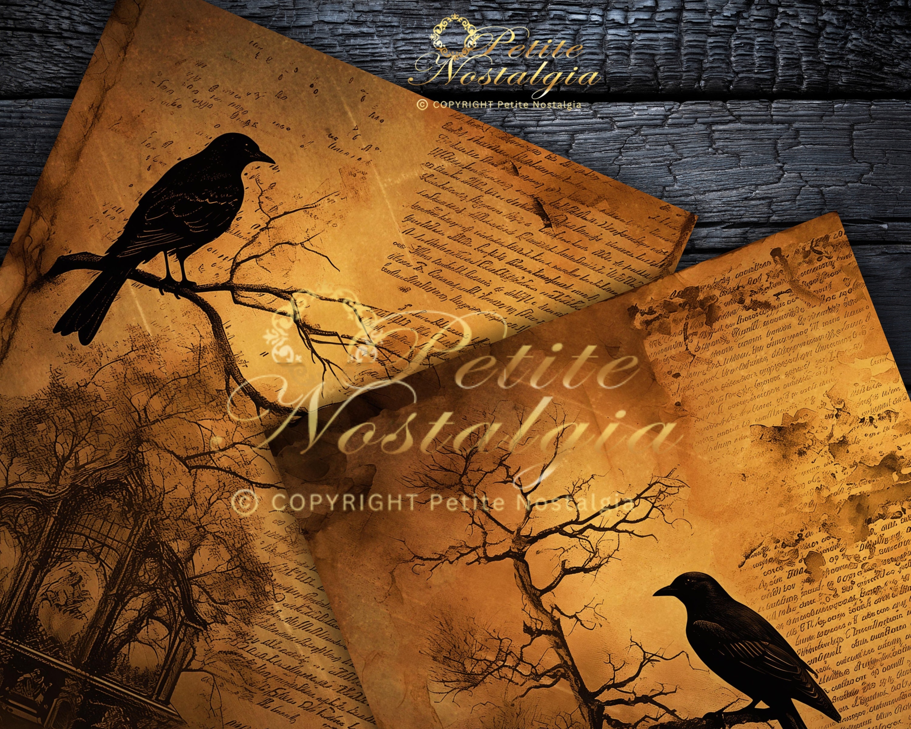 Cryptic - Crow - Halloween Paper, Journal Pages, Junk Journal, Journal ...