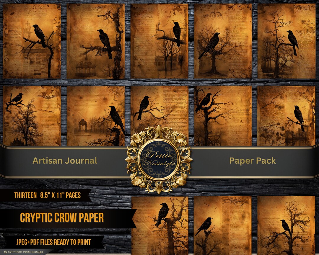 Cryptic - Crow - Halloween Paper, Journal Pages, Junk Journal, Journal ...