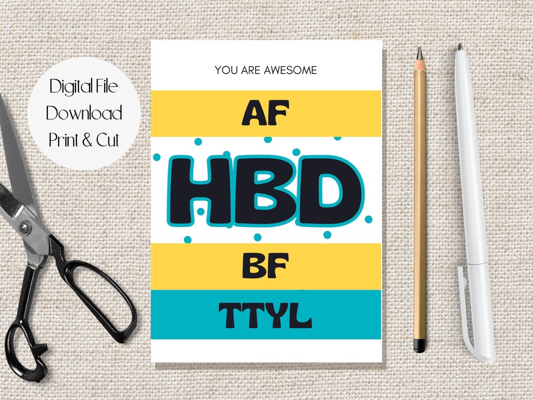 Printable Birthday Card, You Are Awesome AF, Funny Happy Birthday Card, HBD Card - Etsy
