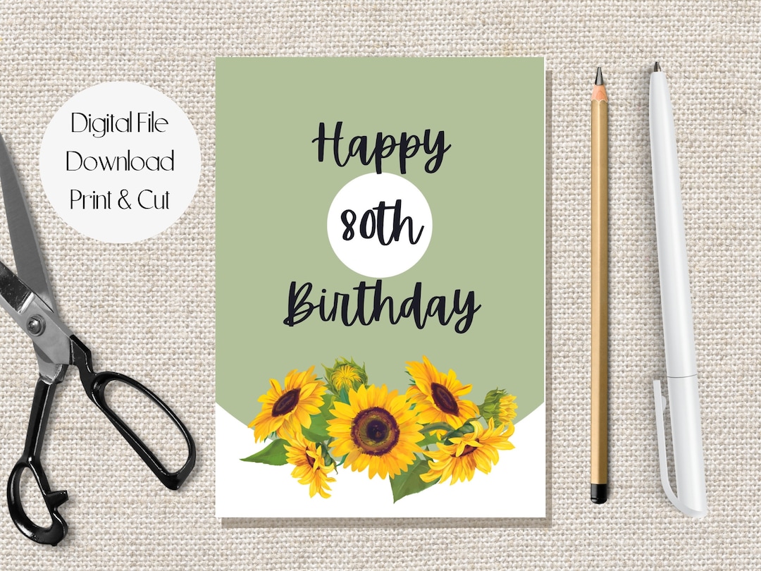 Printable 80th Birthday Card, Happy Eightieth Birthday, Grandma ...