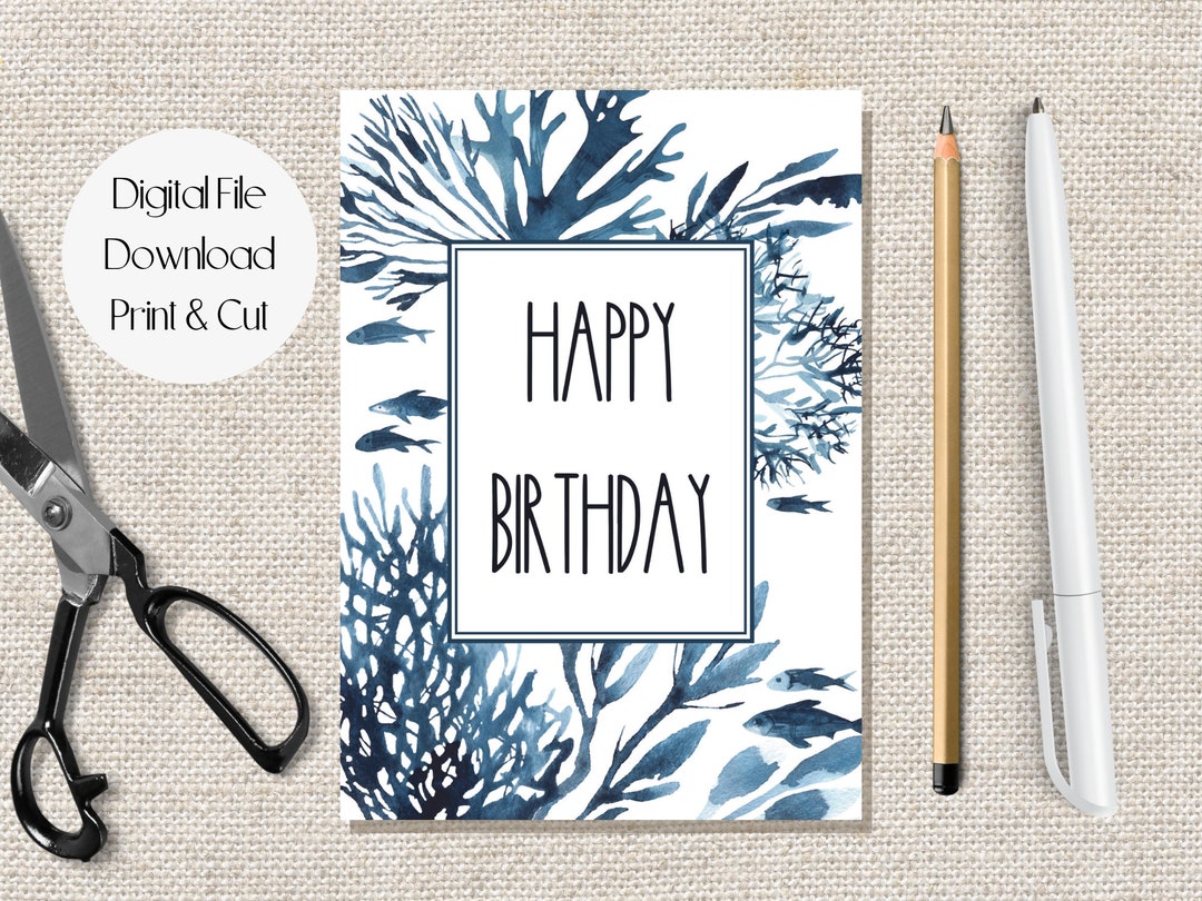 Printable Underwater Flora Birthday Card, Happy Birthday Under the Sea ...