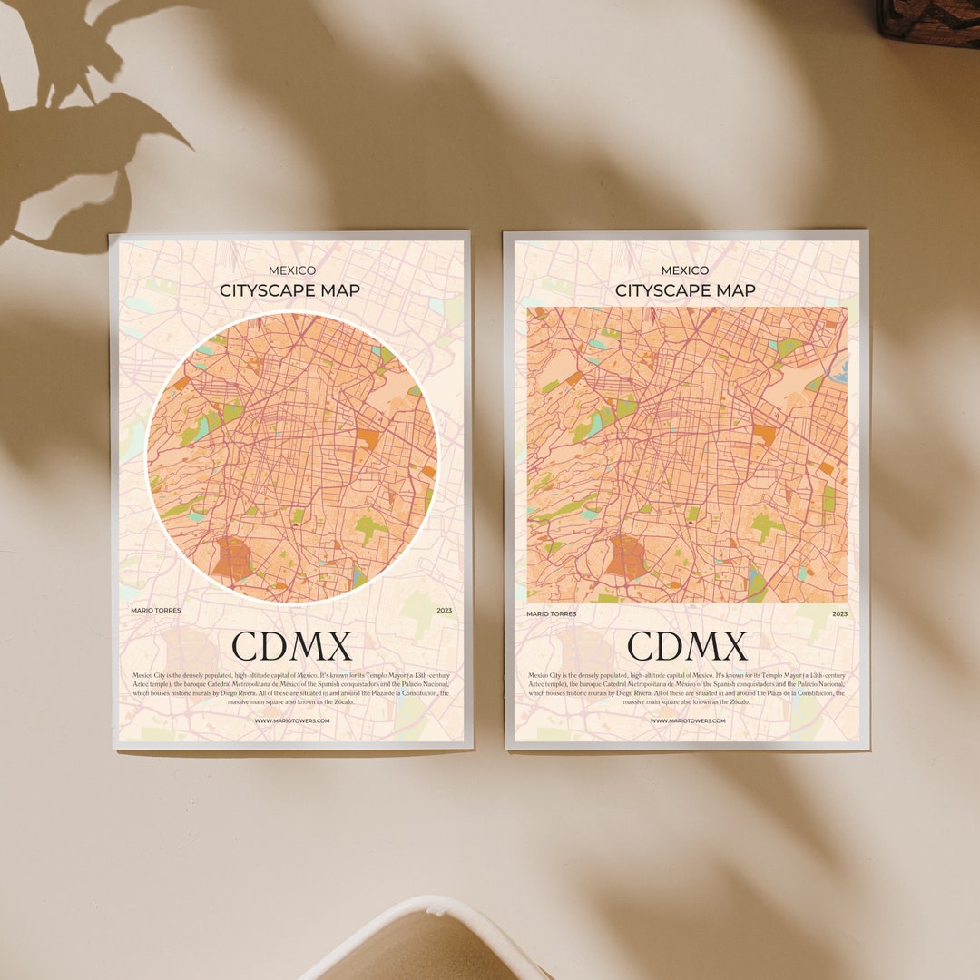 CDMX Map Mexico City Mexico CDMX Map Digital Download - Etsy
