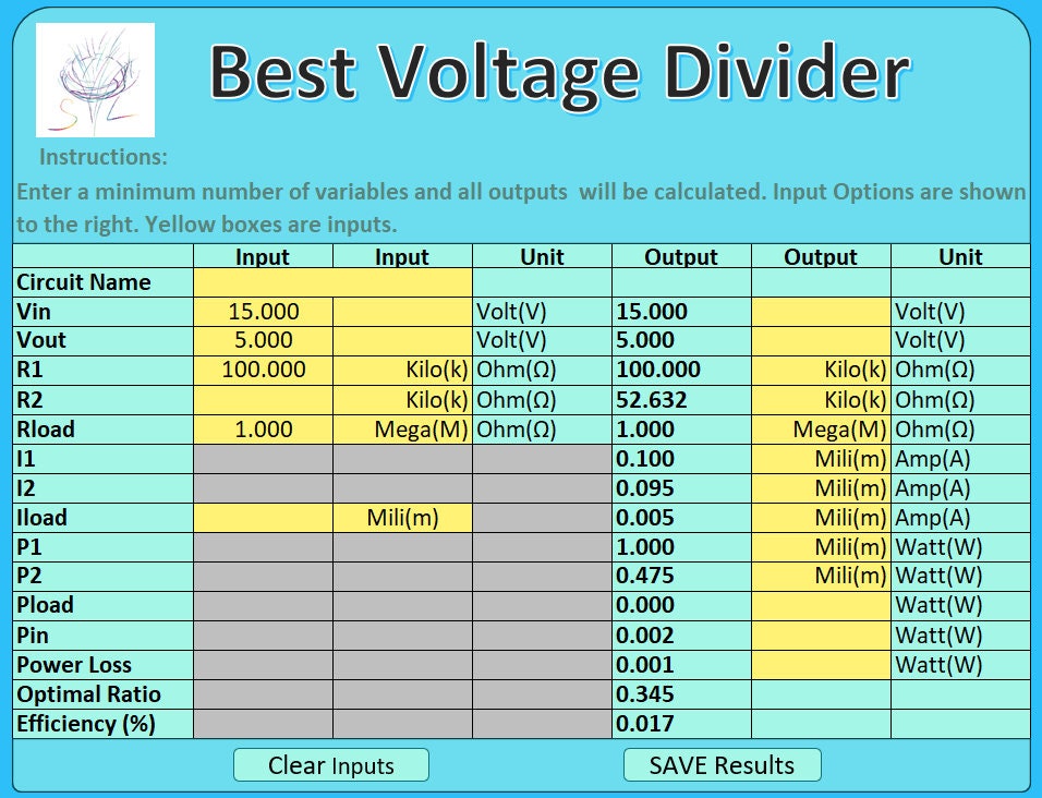 Best Voltage Divider Calculator Spreadsheet for Engineers and ...