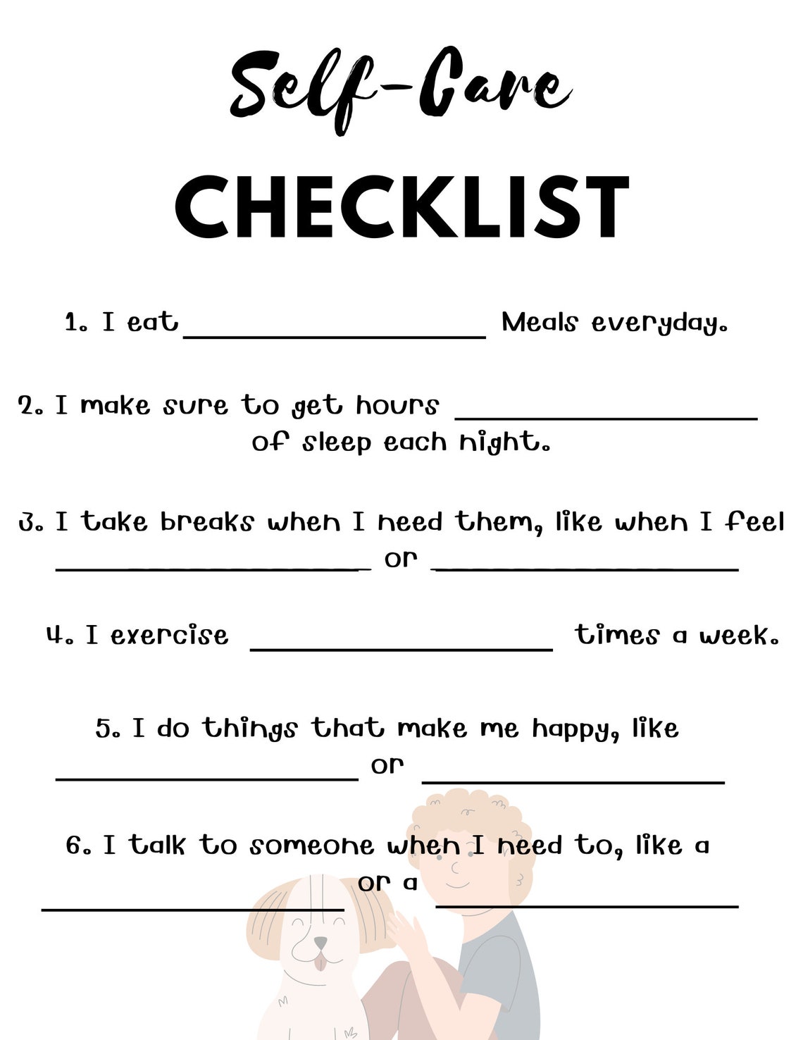Self-care Worksheet for Kids - Etsy