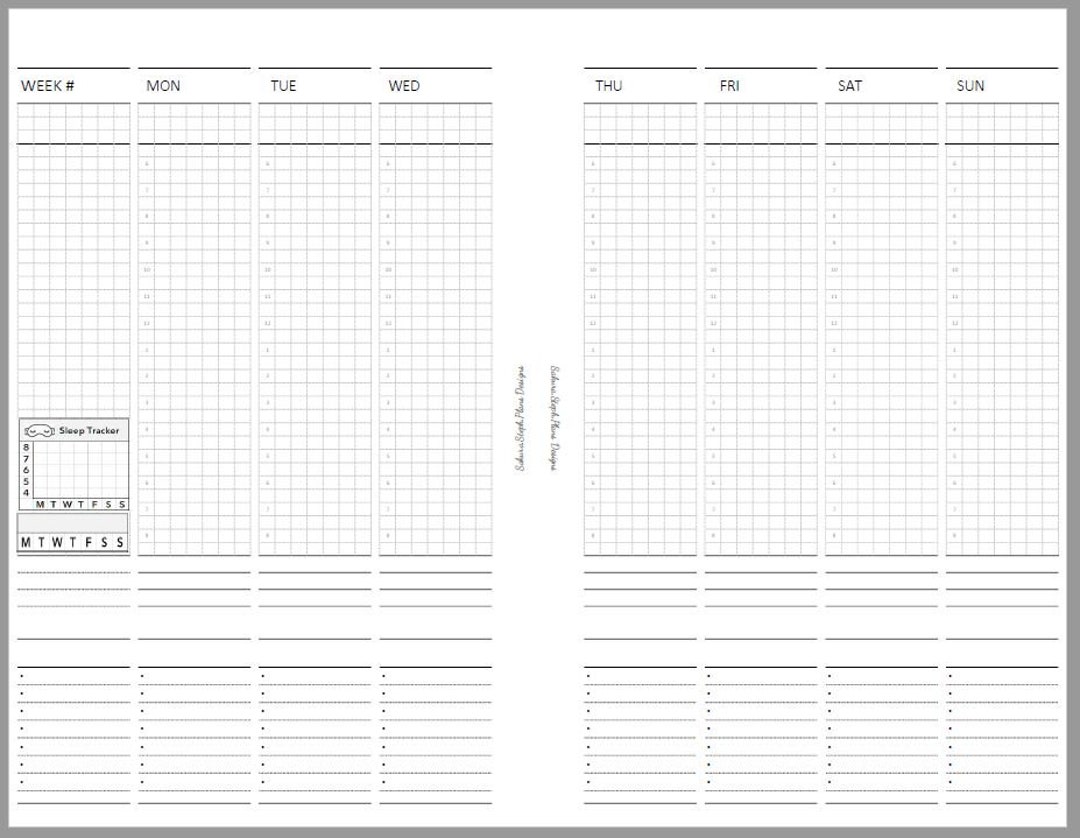 Printable Blank Weekly WO2P | Half Letter Planner Agenda Inserts ...