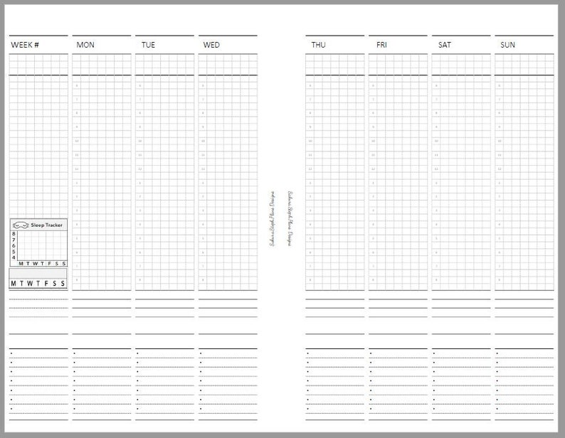 Printable Blank Weekly WO2P | Half Letter Planner Agenda Inserts ...